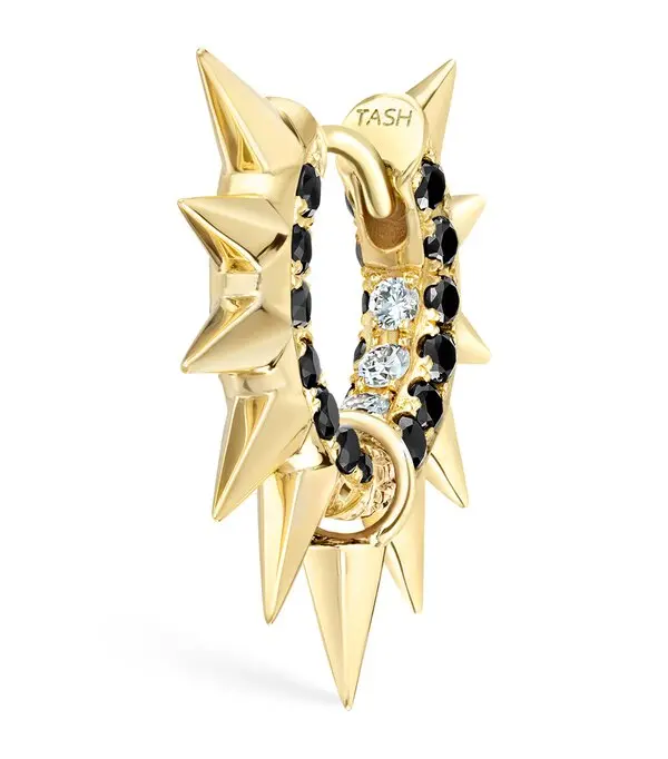 MARIA TASH Yellow And Diamond Mohawk Hoop Earring - Gold