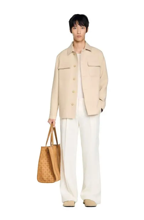 Sandro Buttoned Overshirt - Beige