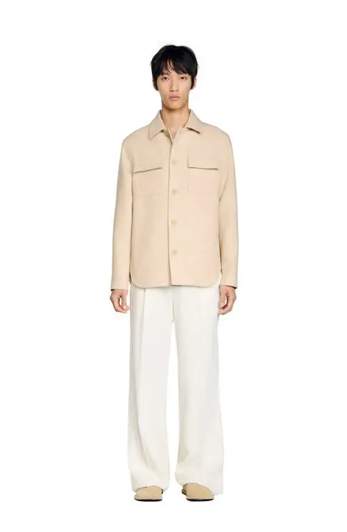 Sandro Buttoned Overshirt - Beige