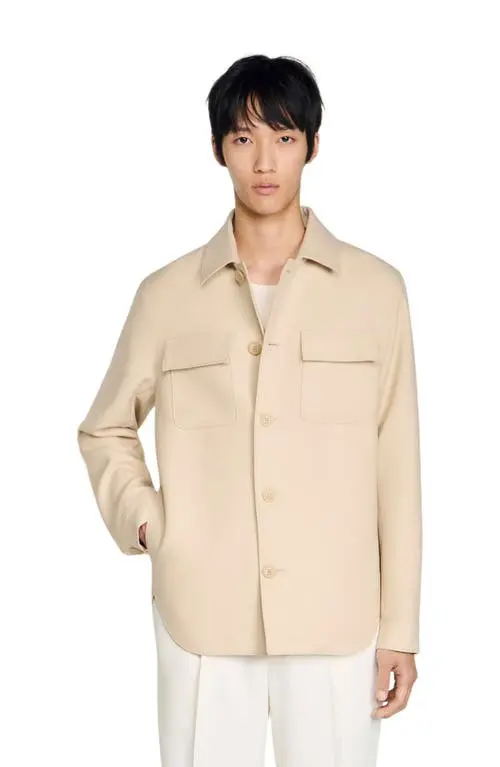 Sandro Buttoned Overshirt - Beige