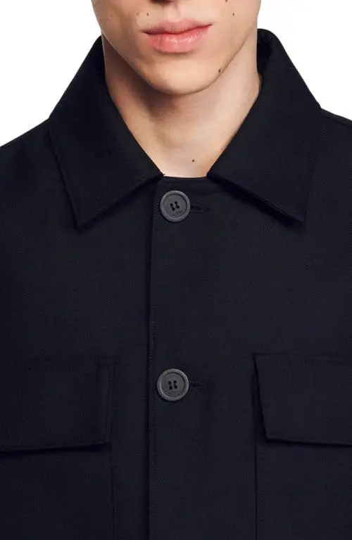 Sandro Buttoned Overshirt - Black