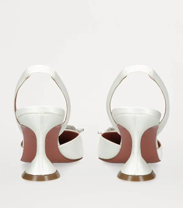 Amina Muaddi Satin Begum Slingback Pumps 70 - White