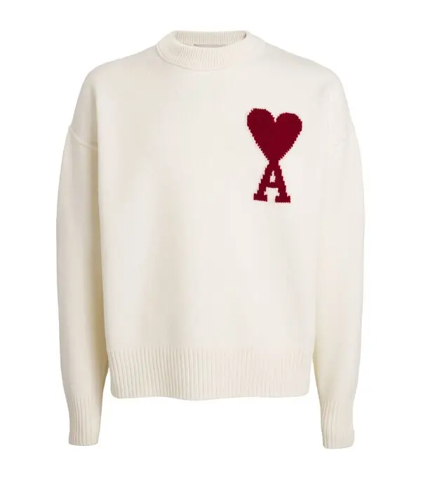 AMI Paris De Coeur Wool Sweater - White