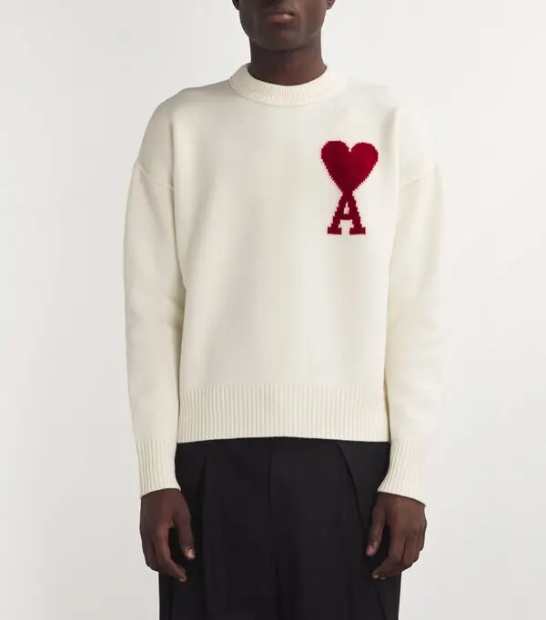 AMI Paris De Coeur Wool Sweater - White