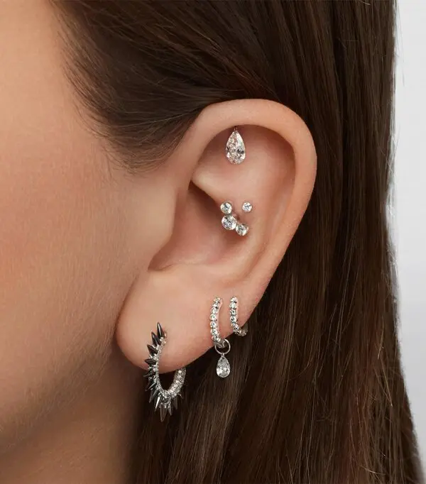 MARIA TASH Floating Pear Diamond Charm Single Stud Earring