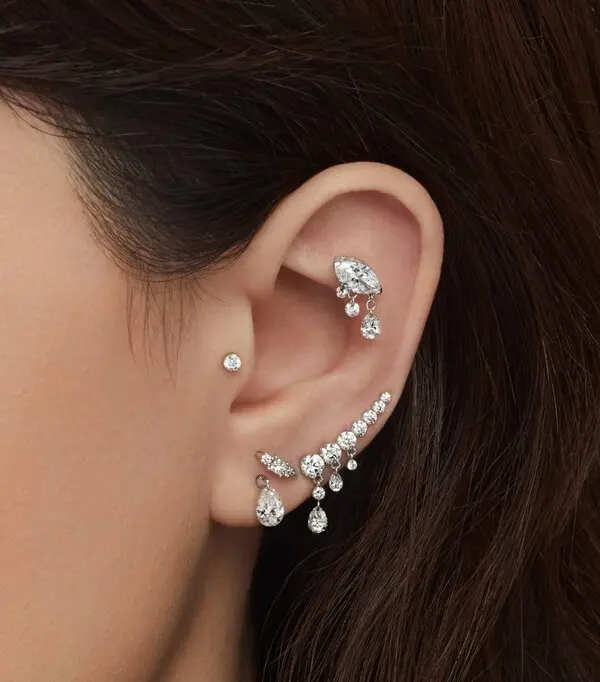 MARIA TASH Floating Pear Diamond Charm Single Stud Earring