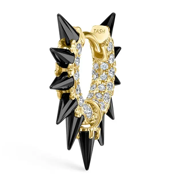 MARIA TASH Moissanite Mohawk And Diamond Pavé Hoop Earring - Gold