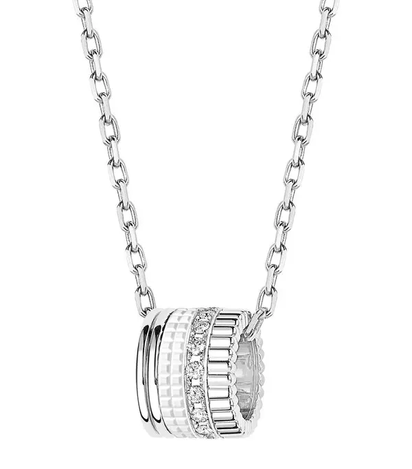 Boucheron Gold And Diamond Quatre Double Edition Pendant Necklace - White