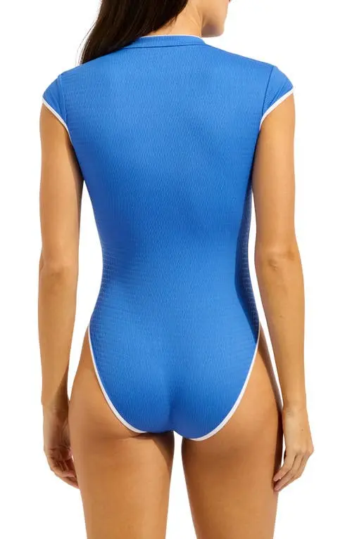Seafolly Colorblock One-piece Swimsuit - Sapphire