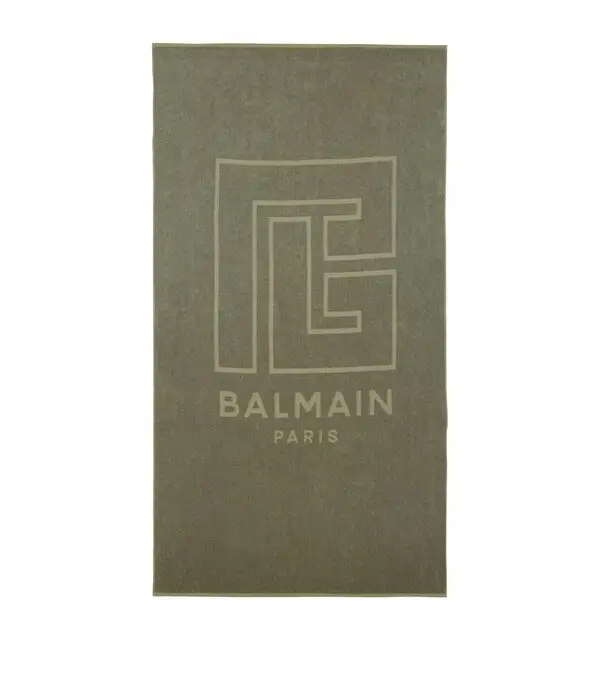 Balmain Pb Monogram Beach Towel - Green