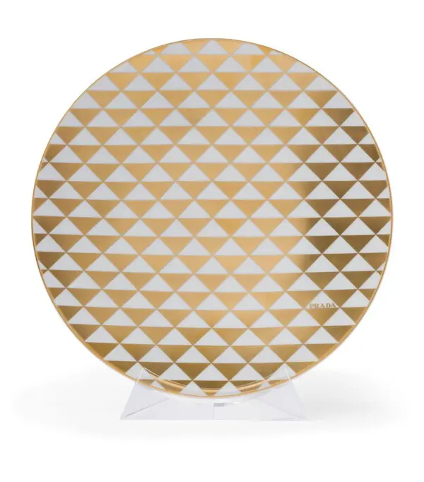 Prada Triangles Mini Charger Plate - White