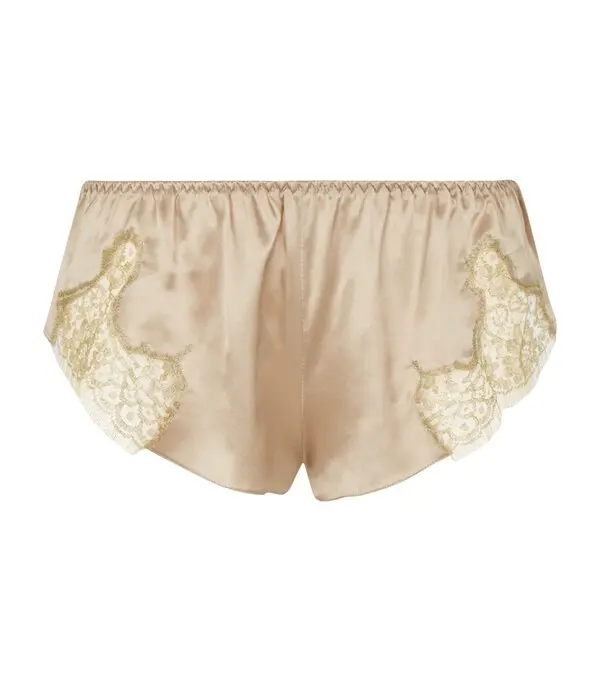 GILDA & PEARL Satin Lace Shorts - Beige