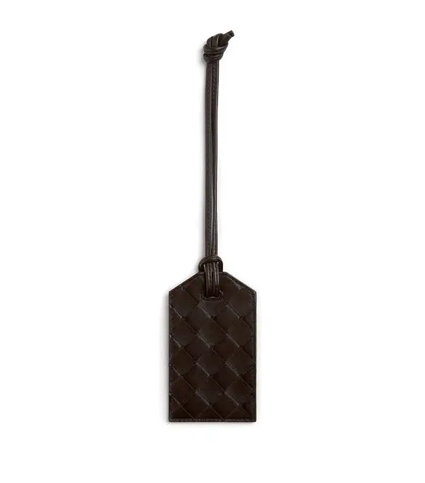 Bottega Veneta Leather Intrecciato Luggage Tag - Brown