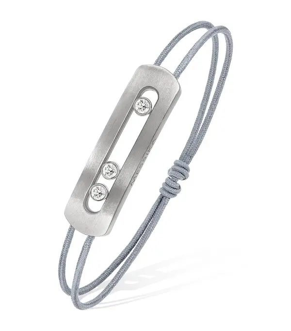 Messika Move Titanium And Diamond Cord Bracelet - Grey
