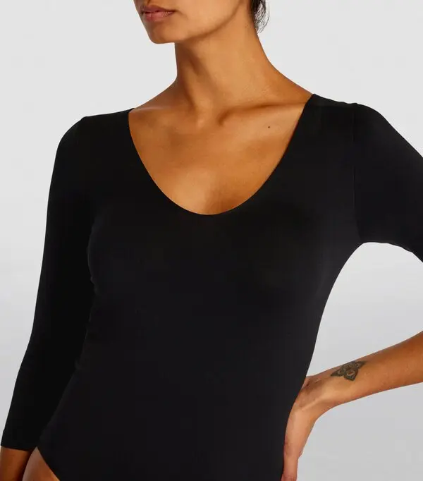 Falke Cropped-sleeve V-neck Bodysuit