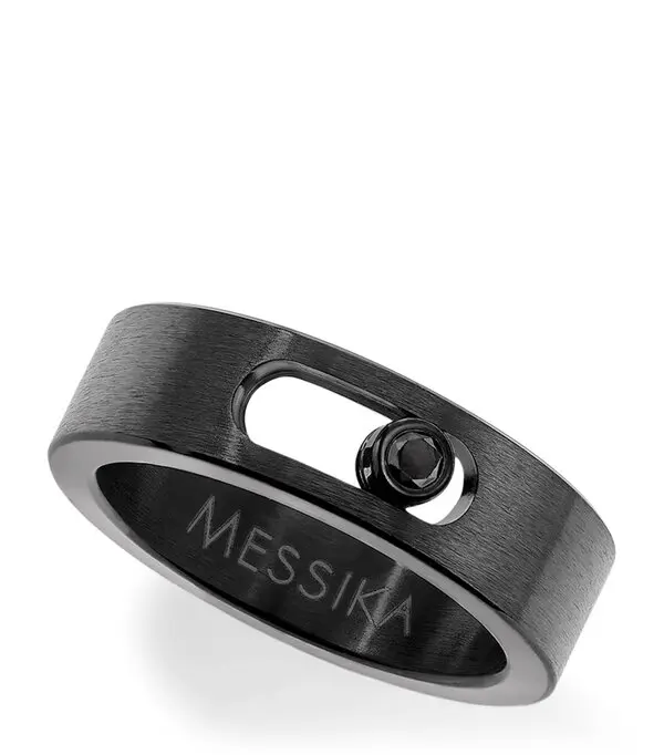 Messika Move Titanium Brushed Band Diamond Ring - Black