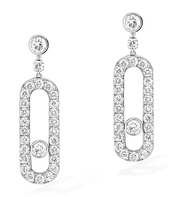 Messika Move Uno White Gold Diamond Earrings - Silver