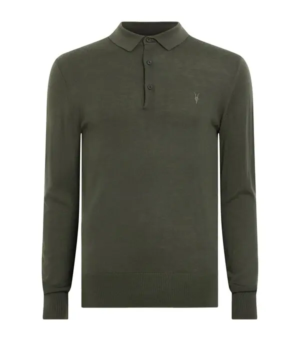 ALLSAINTS Merino Wool Mode Polo Shirt - Green