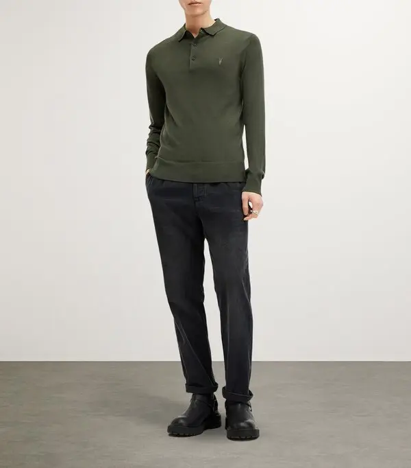ALLSAINTS Merino Wool Mode Polo Shirt - Green