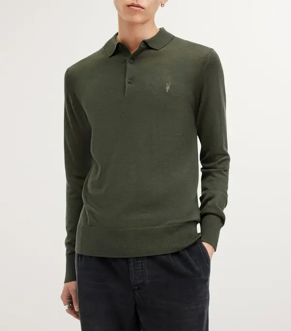 ALLSAINTS Merino Wool Mode Polo Shirt - Green