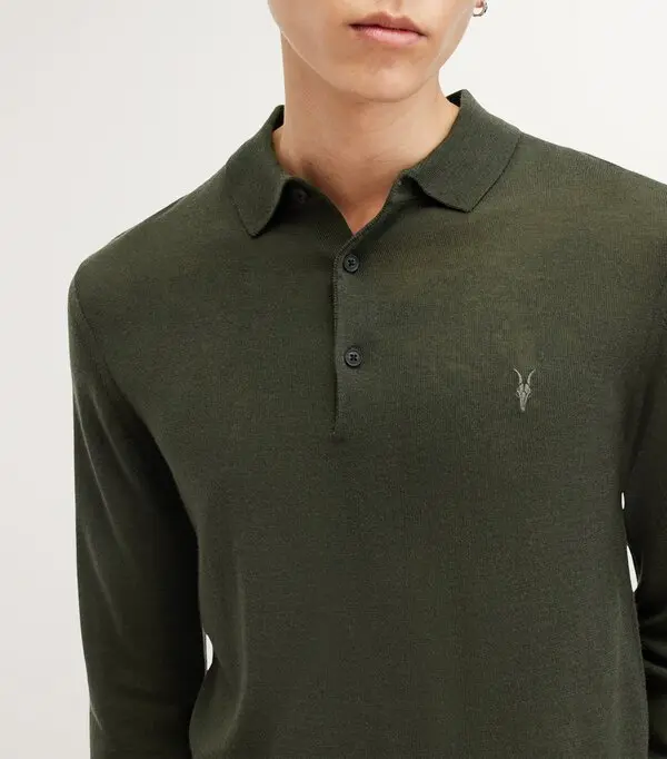 ALLSAINTS Merino Wool Mode Polo Shirt - Green