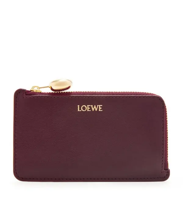 Loewe Leather Pebble Card Holder - Burgundy