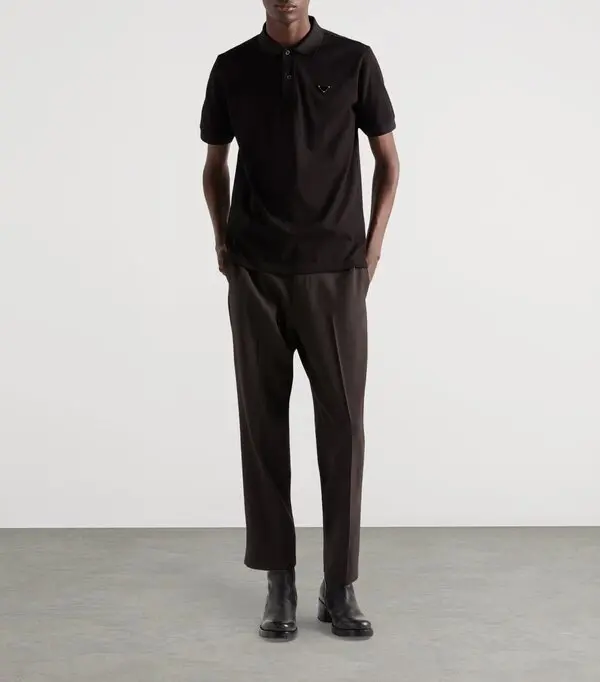 Prada Cotton Piqué Polo Shirt - Black