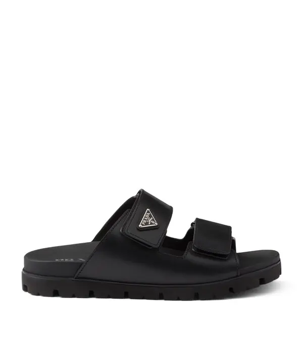 Prada Leather Logo-plaque Sandals