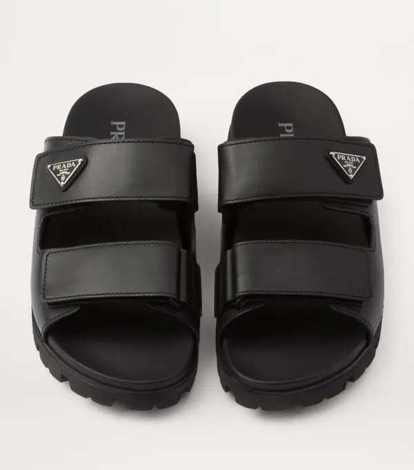 Prada Leather Logo-plaque Sandals