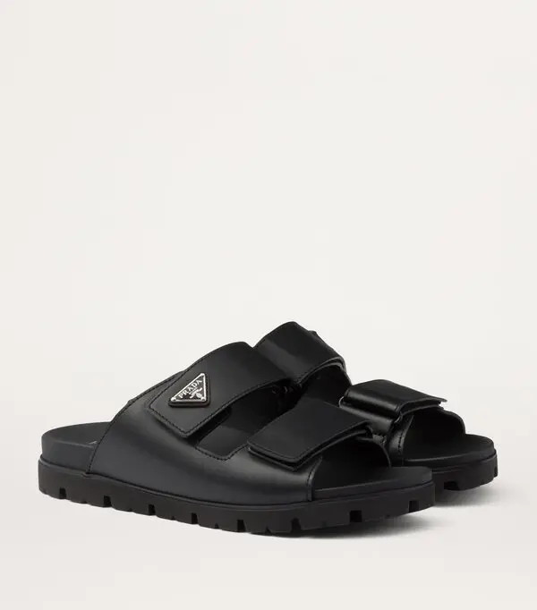 Prada Leather Logo-plaque Sandals