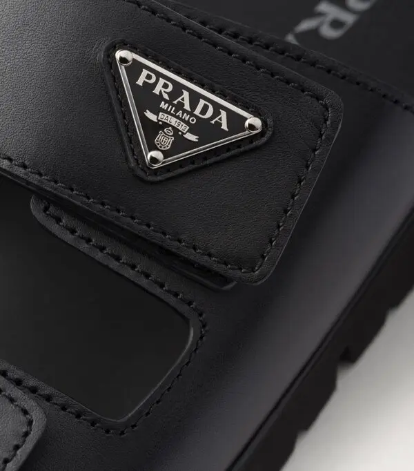 Prada Leather Logo-plaque Sandals