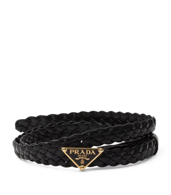 Prada Nappa Leather Braided Belt - Black