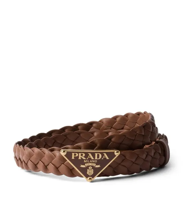 Prada Braided Nappa Leather Belt - Brown