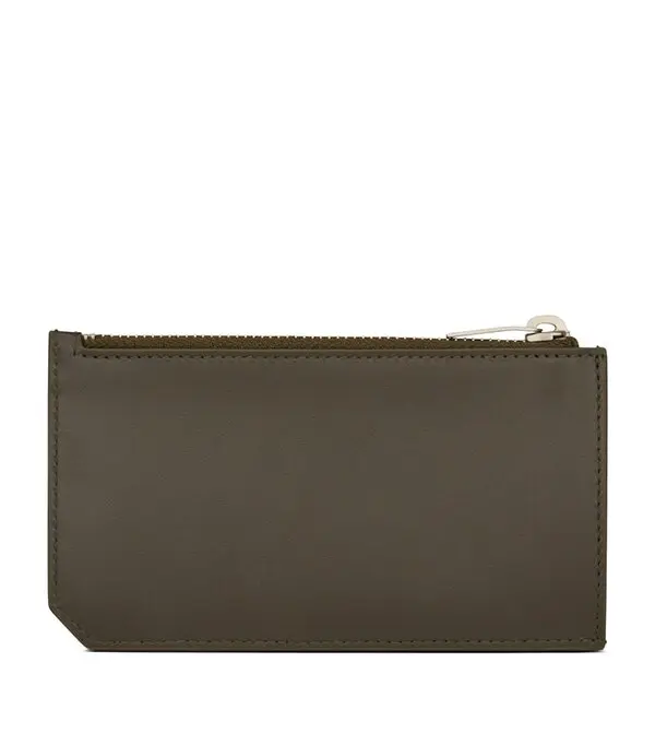 Saint Laurent Leather Zip-up Card Holder - Green
