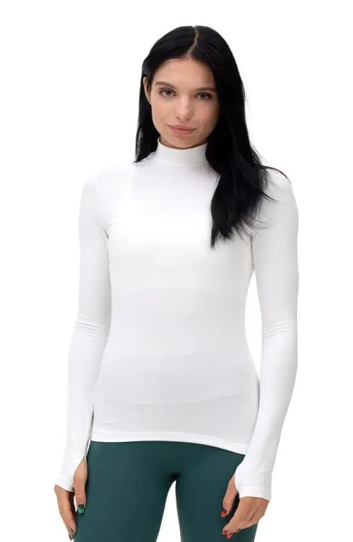 REBODY Cozy Mock Neck Long Sleeve Top - Bone