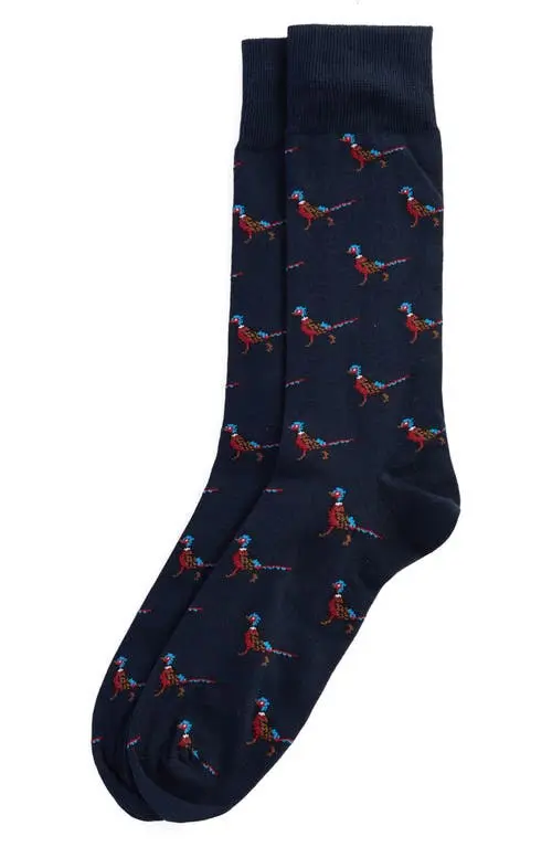 Barbour Mavin Dog Cotton Blend Crew Socks - Navy/pheasant