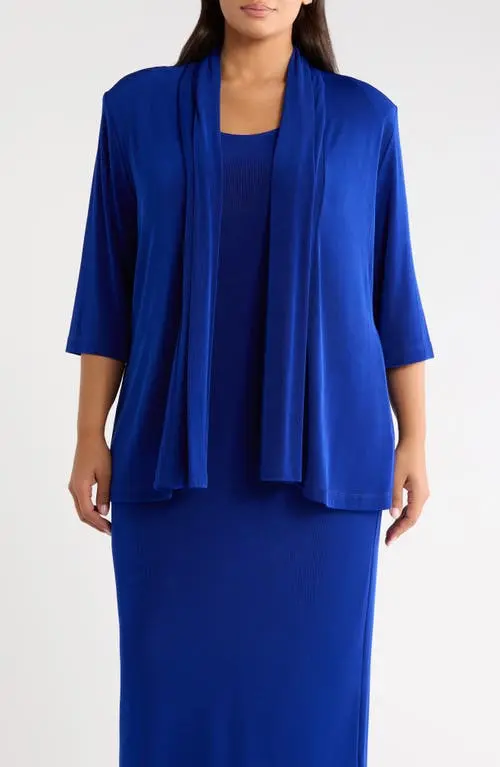 Vikki Vi Classic Knit Open Front Jacket - Royal Blue