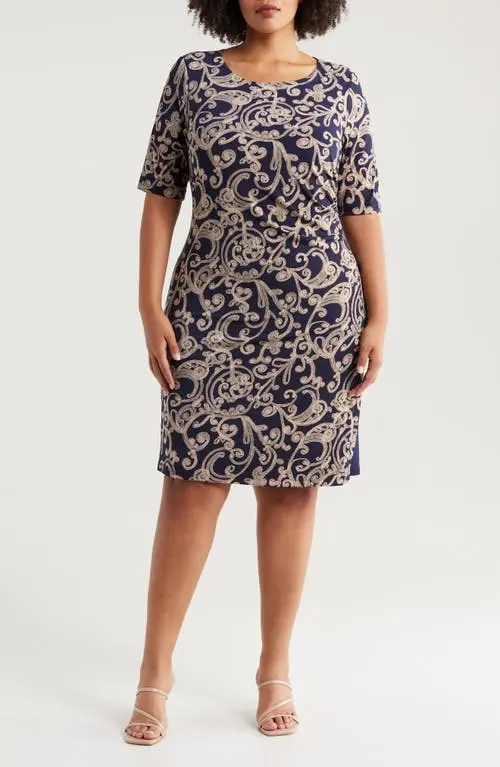 CONNECTED APPAREL Paisley Print Sheath Dress - Ink