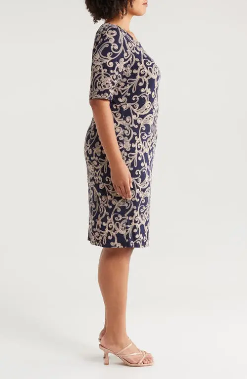 CONNECTED APPAREL Paisley Print Sheath Dress - Ink
