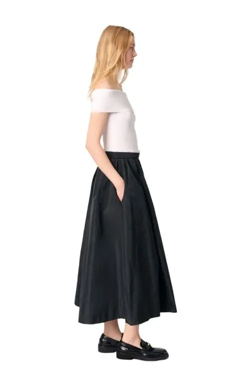 Maje Maxi Skirt With Pleated Details - Black