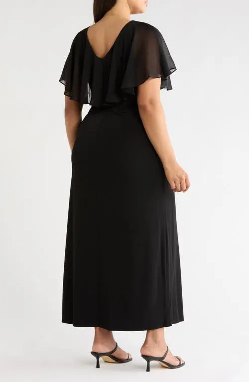 CONNECTED APPAREL Chiffon Flutter Sleeve Gown