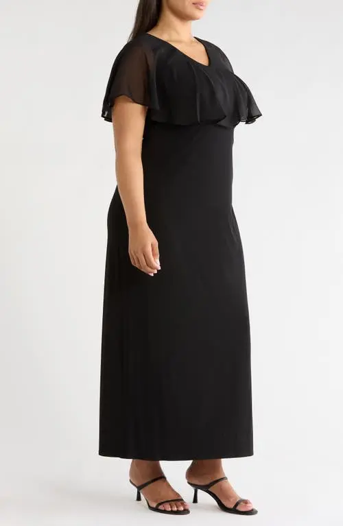 CONNECTED APPAREL Chiffon Flutter Sleeve Gown