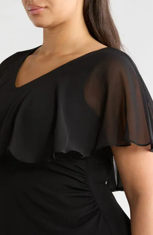 CONNECTED APPAREL Chiffon Flutter Sleeve Gown