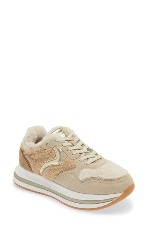 VOILE BLANCHE Melany Faux Shearling Sneakers - Beige
