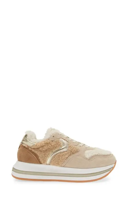 VOILE BLANCHE Melany Faux Shearling Sneakers - Beige