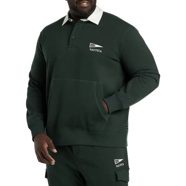 NAUTICA Big & Tall Pouch Pocket Polo Sweatshirt