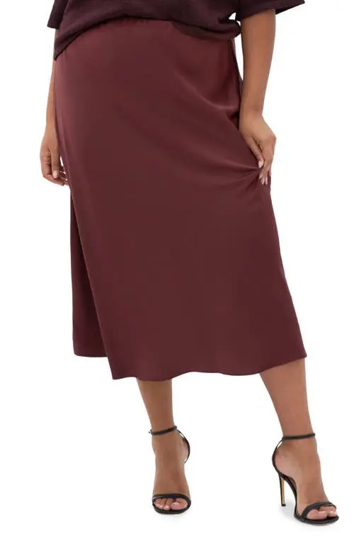 City Chic Miranda Midi Skirt - Chocolate Cherry