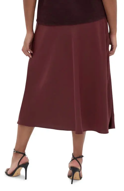 City Chic Miranda Midi Skirt - Chocolate Cherry