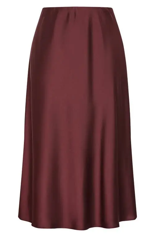 City Chic Miranda Midi Skirt - Chocolate Cherry