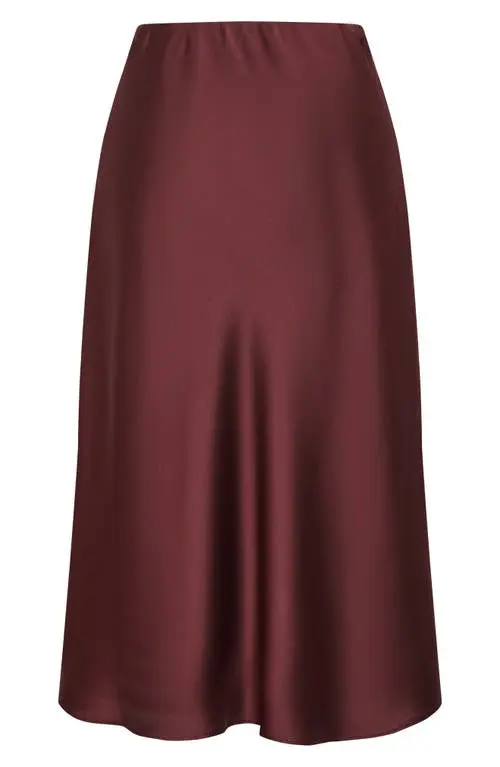 City Chic Miranda Midi Skirt - Chocolate Cherry